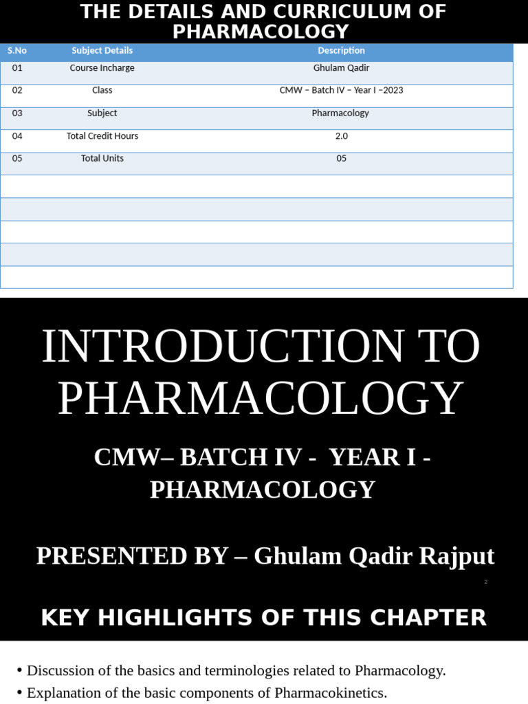 Introduction To Pharmacology | PDF | Pharmacology | Drug Metabolism