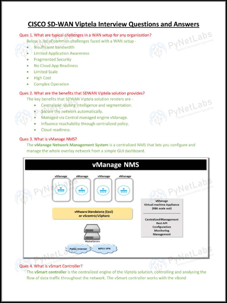 Cisco SD WAN Interview Questions | PDF
