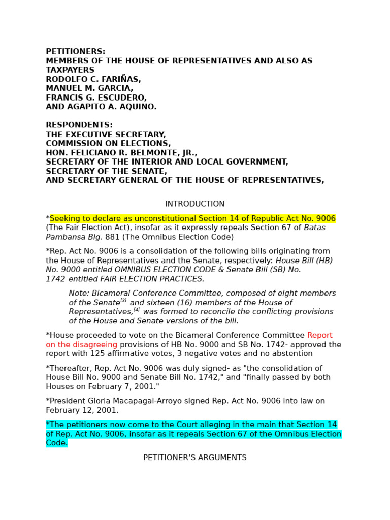 Art.2 Farinas vs. The Executive Sec. | PDF | United States House Of ...