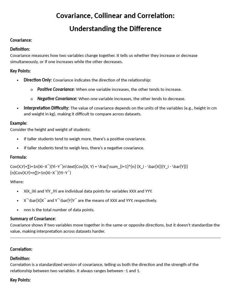 Covariance Vs Co-Relation | PDF | Multicollinearity | Covariance