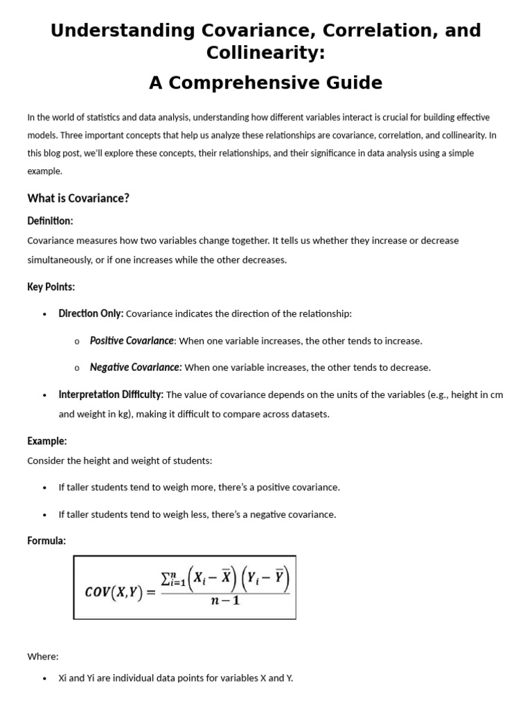 Blog1 - Covariance Vs Corelation Vs Collinear | PDF | Multicollinearity ...