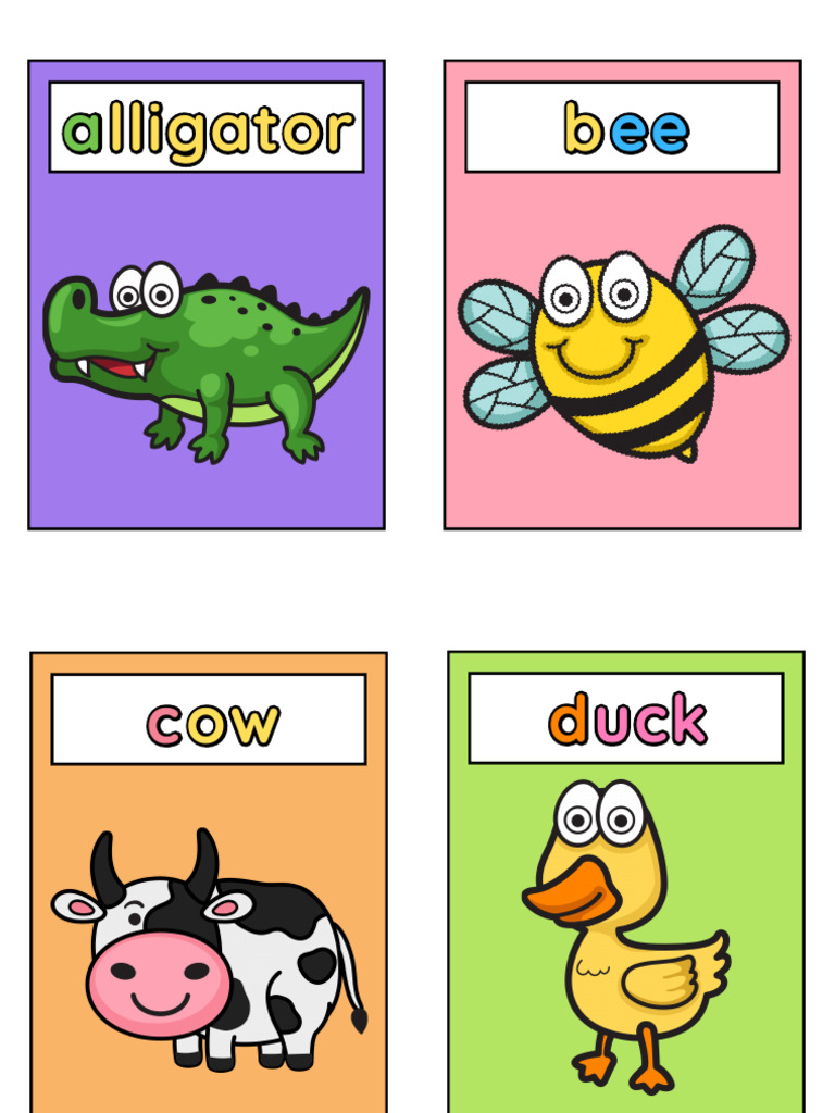 Animal Alphabet English Flashcards in Colorful Cartoon Style 20250218 ...