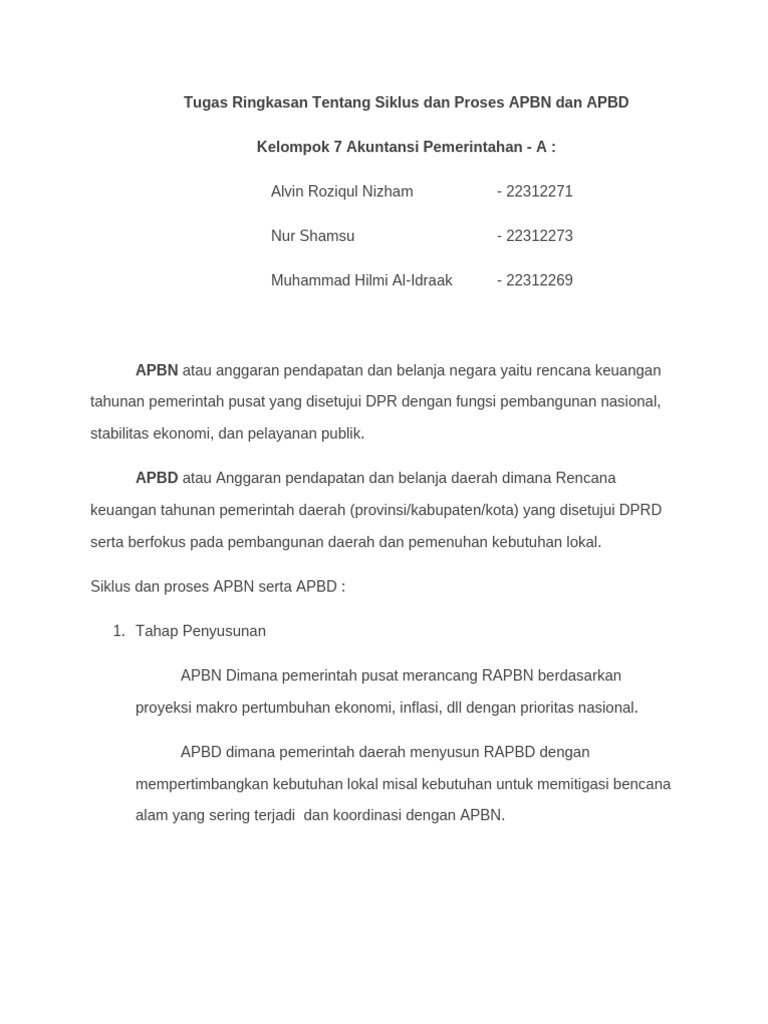 Siklus Dan Proses APBN Dan APBD | PDF