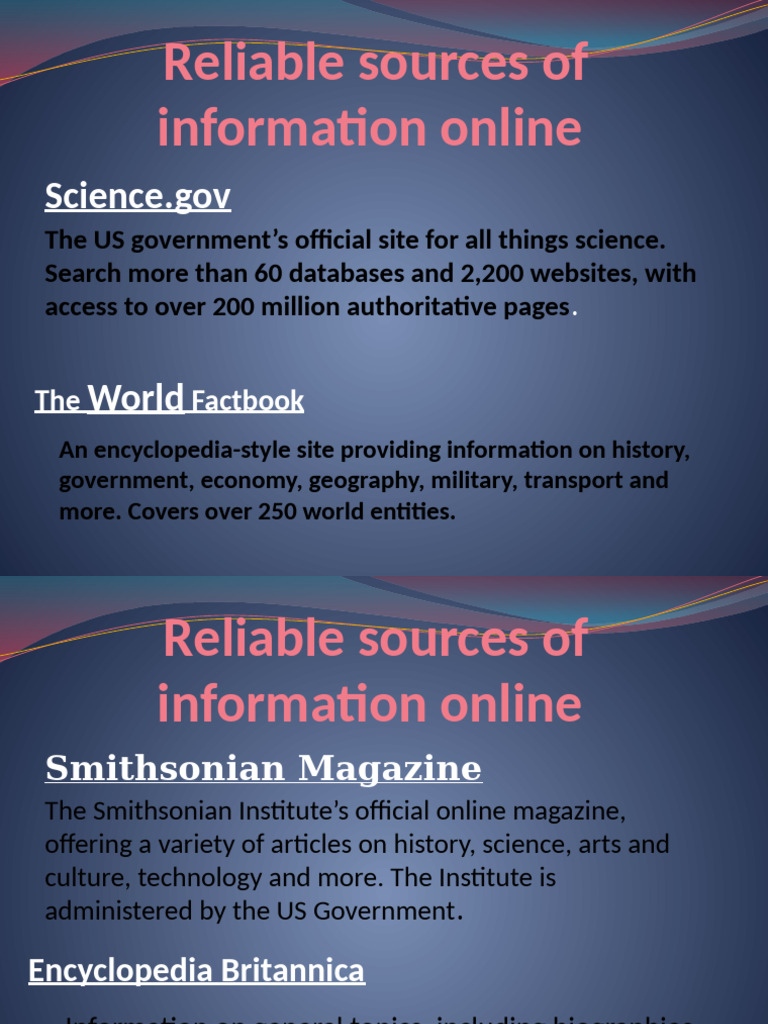 2021 Session 7 - Reliable Sources of Information Online | PDF
