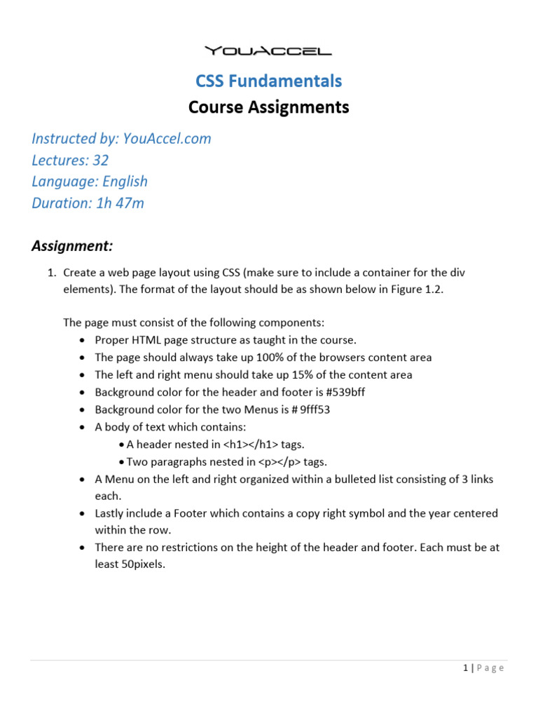 CSS Fundamentals - Assignments | PDF