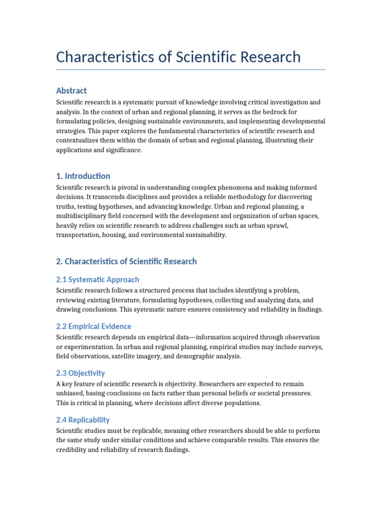 Characteristics of Scientific Research in Planning | PDF | Scientific ...