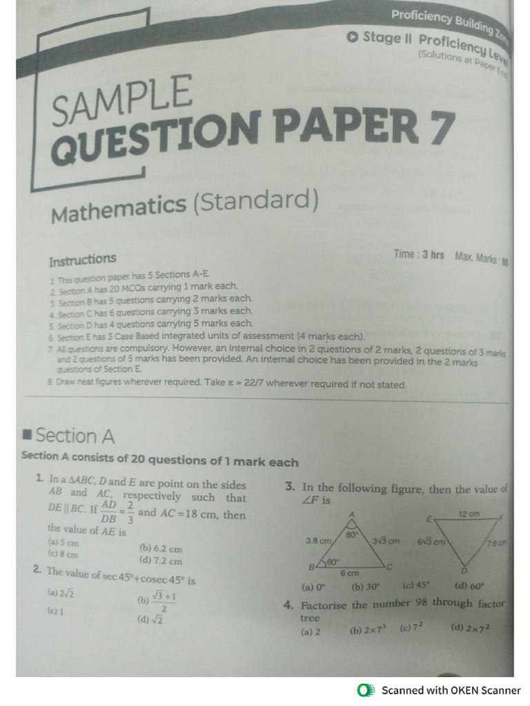 Class X Maths Sample Paper | PDF
