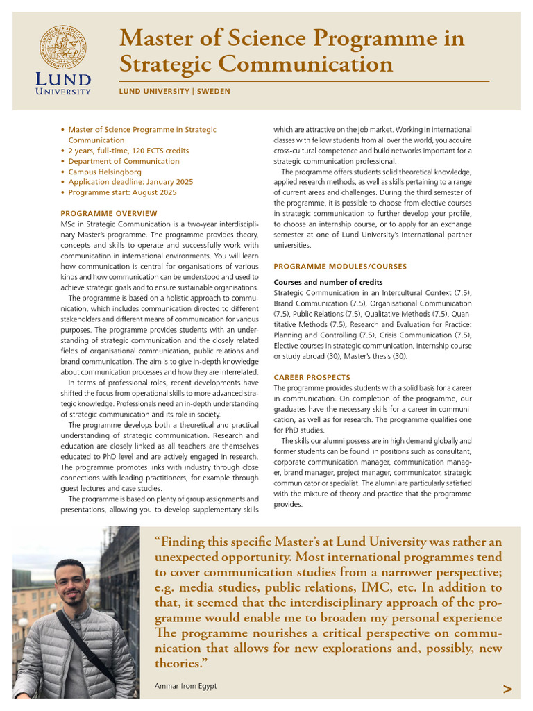 MSc in Strategic Communication at Lund | PDF | Communication ...