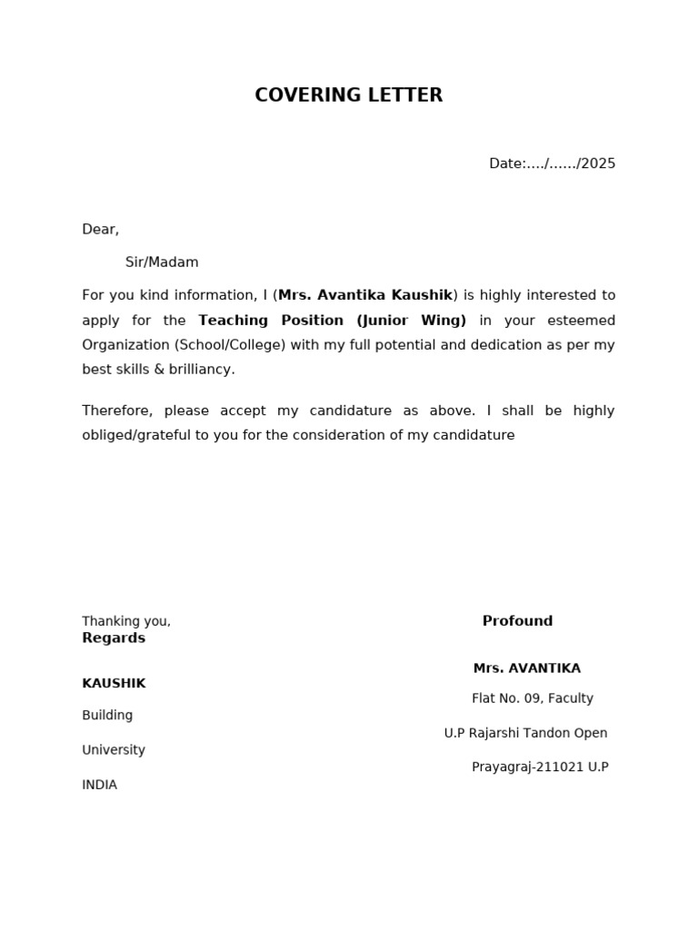 Covering Letter | PDF