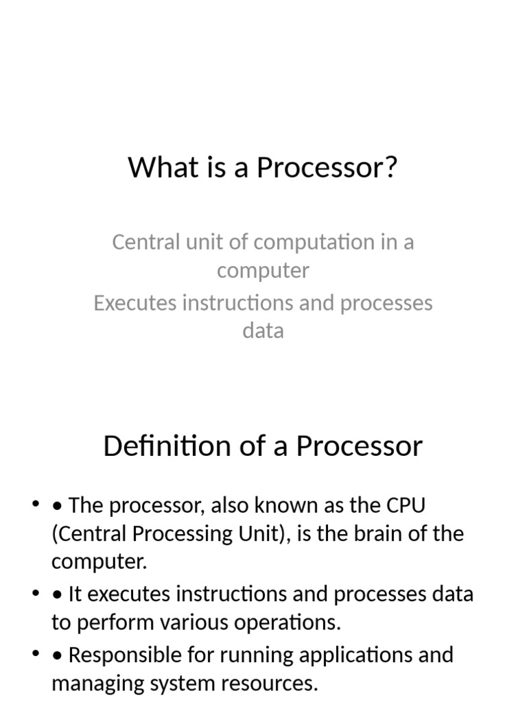 Understanding Processors and Their Functions | PDF