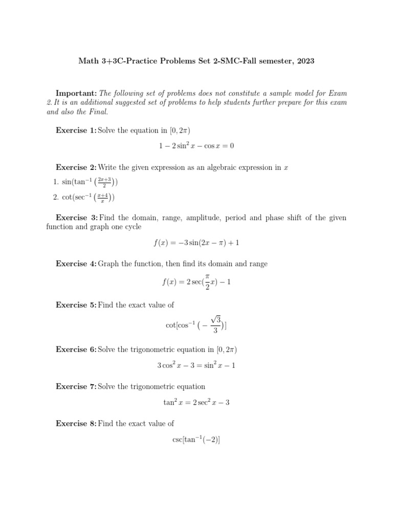 Practice Problems Set 2 | PDF