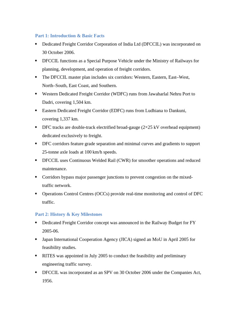 DFCCIL Freight Corridor Overview | PDF | Rail Transport | Transport ...