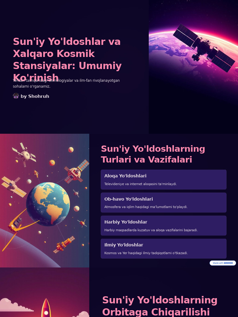 Suniy Yoldoshlar Va Xalqaro Kosmik Stansiyalar Umumiy Korinish | PDF