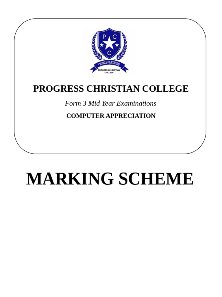Computer Appreciation Exam Marking Scheme | PDF | Operating System ...