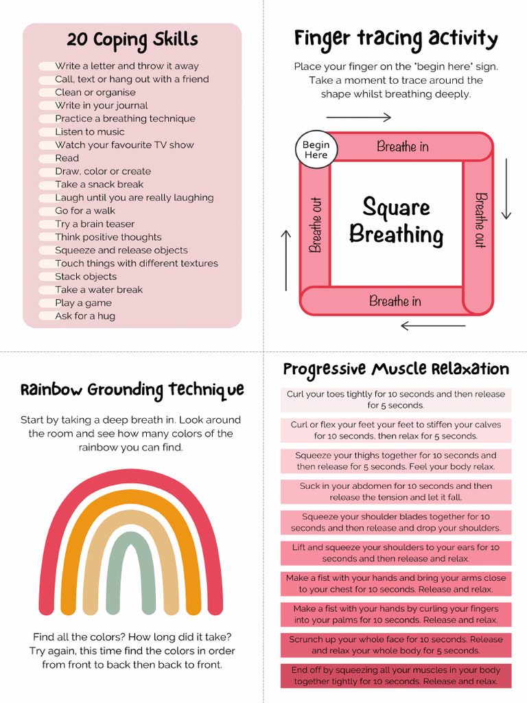 A4 Anxiety Coping Skills Statement Flashcards | PDF