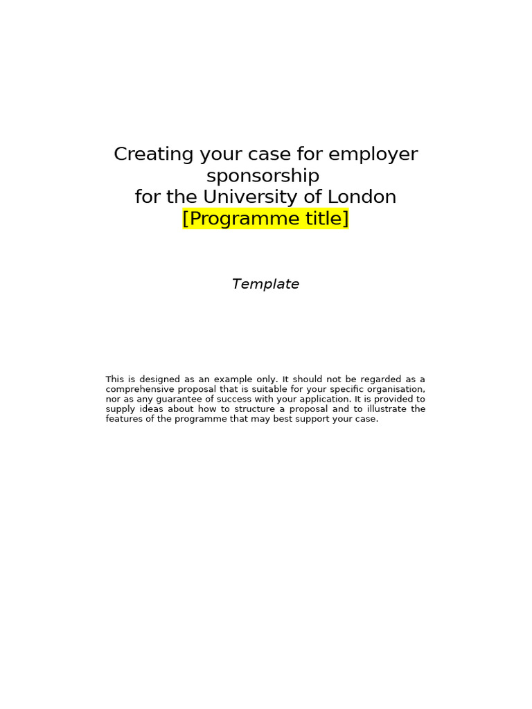 Employer Sponsorship Proposal Template | PDF | Employment ...