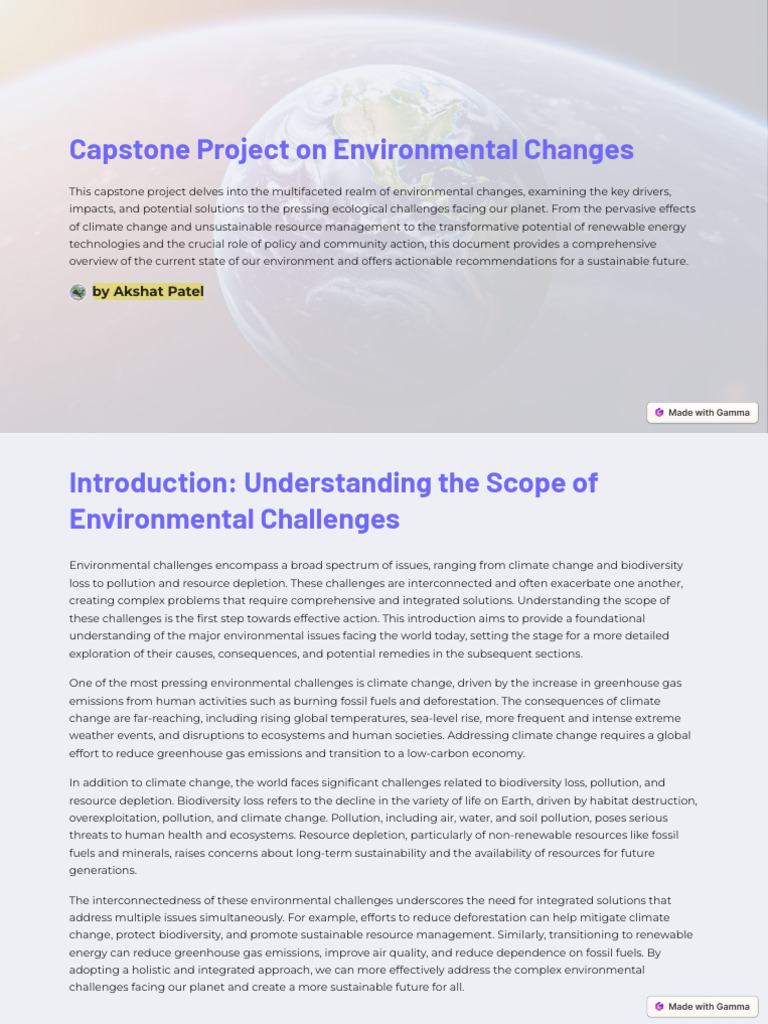 Capstone Project On Environmental Changes | PDF | Energy Development ...