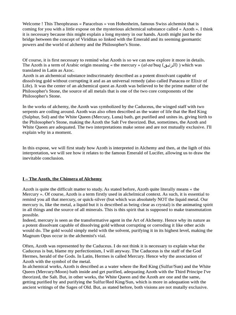Understanding Azoth in Alchemy | PDF | Alchemy | Western Esotericism