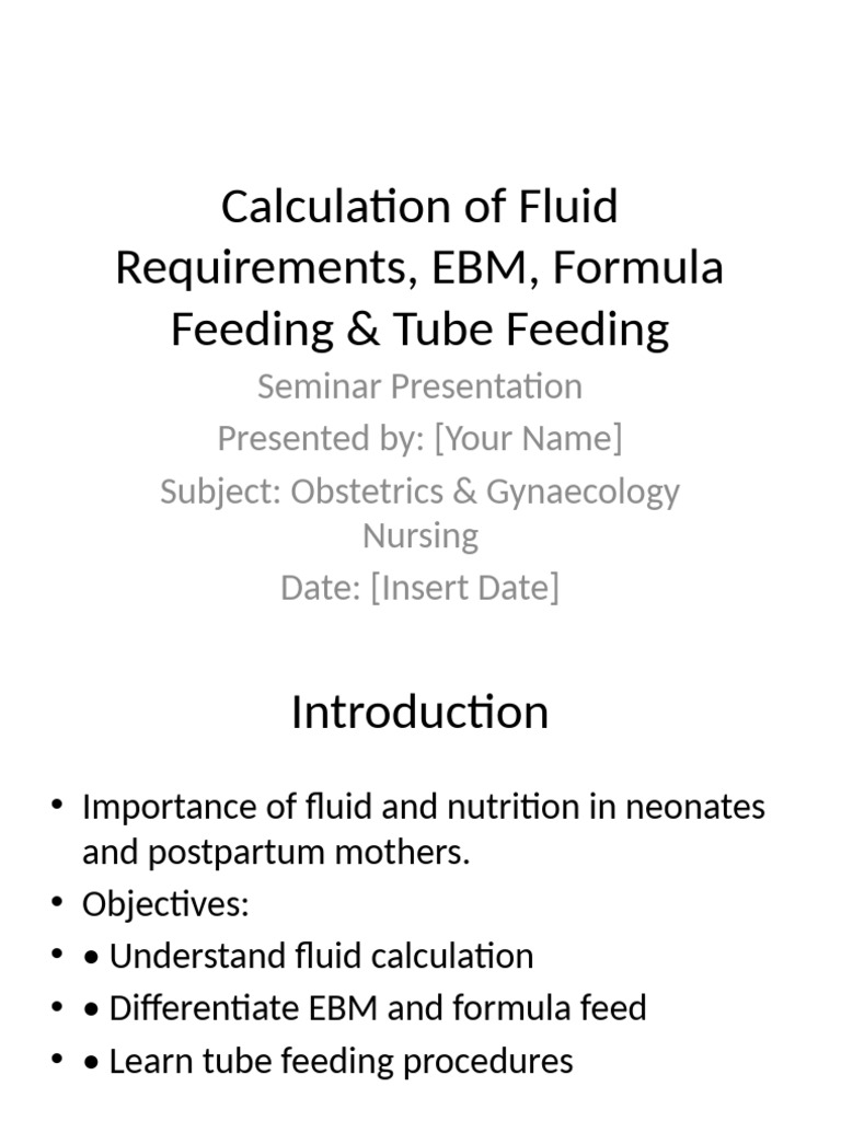 Neonatal EBM and Fluid Calculation Guide | PDF
