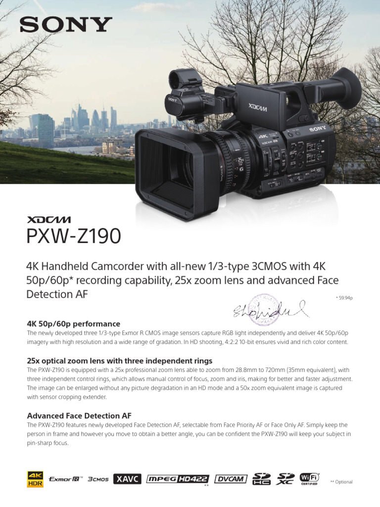 01 PXW-Z190 | PDF | Camera Lens | Microphone