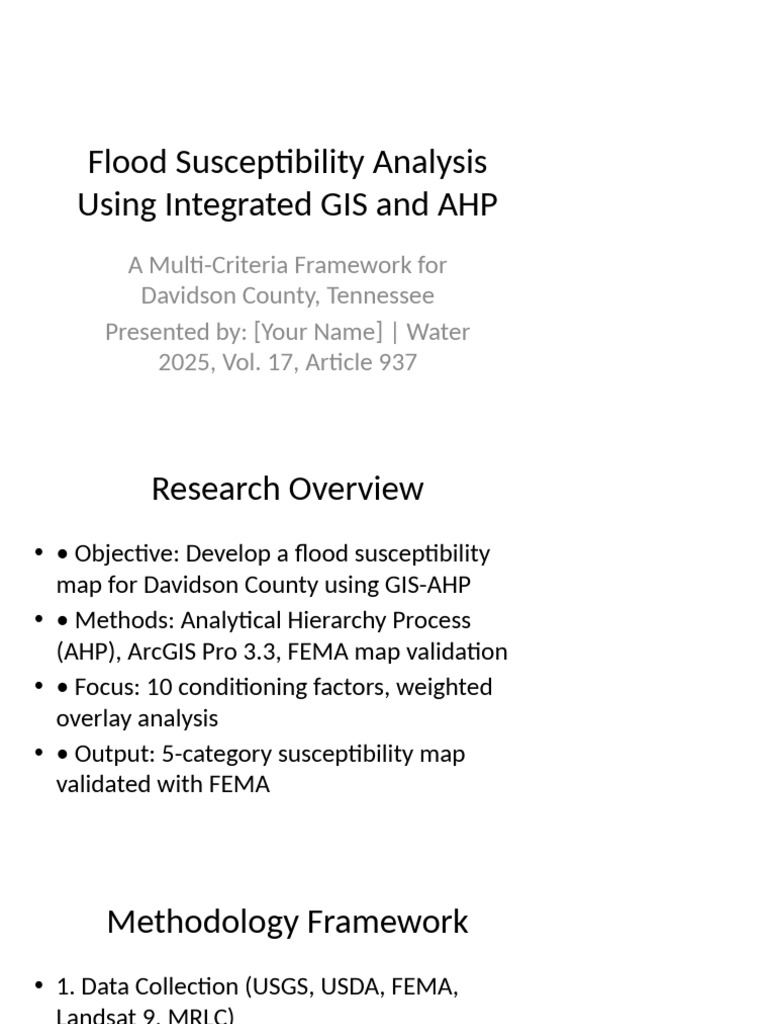 Flood Susceptibility GIS AHP Presentation | PDF