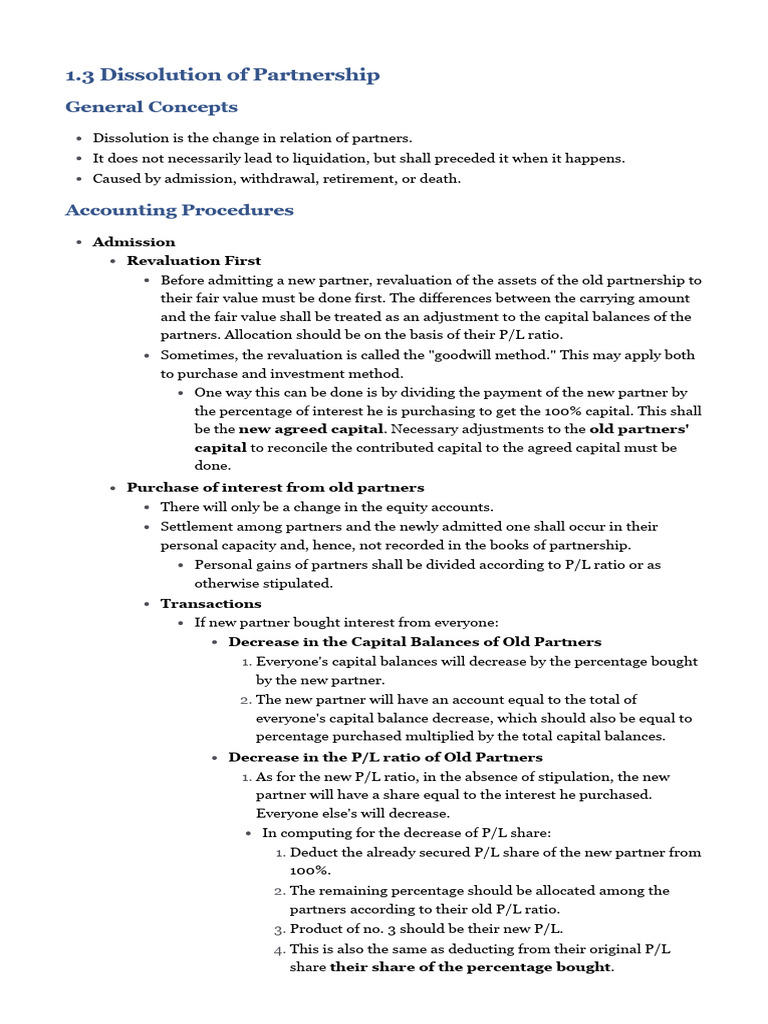 Simplified Accounting For Dissolution of Partnership | PDF | Interest | Percentage
