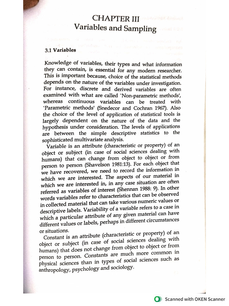 Variables and Sampling Cc4 | PDF