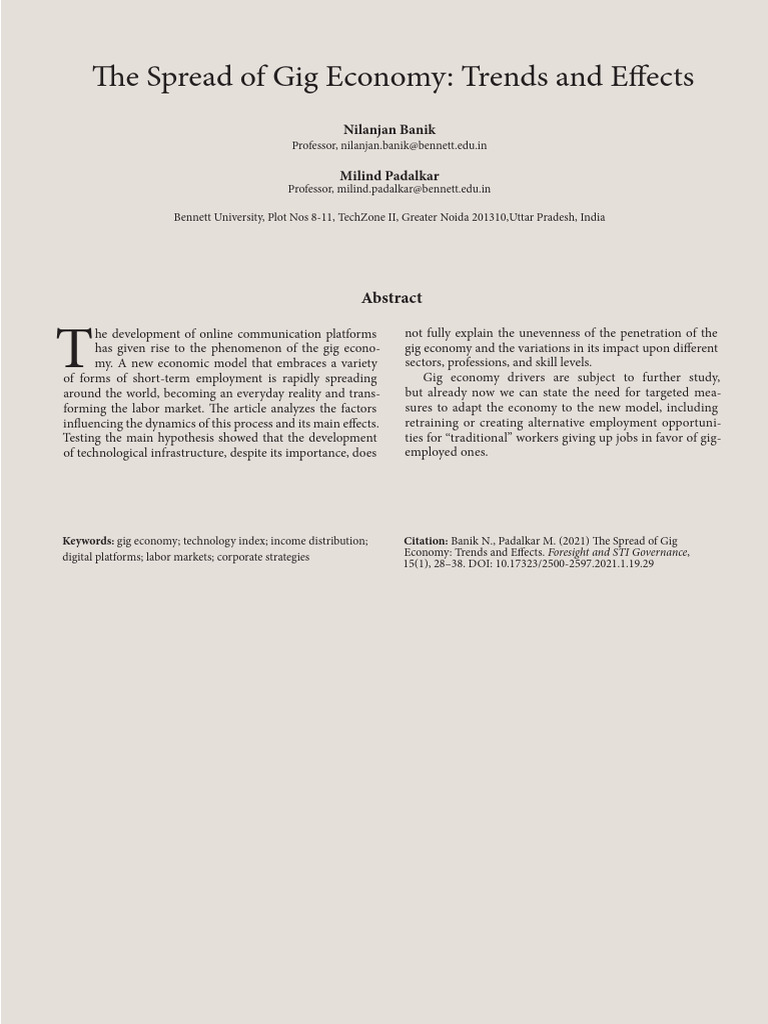 Spread of Gig Economy | PDF | Employment | Labour Economics