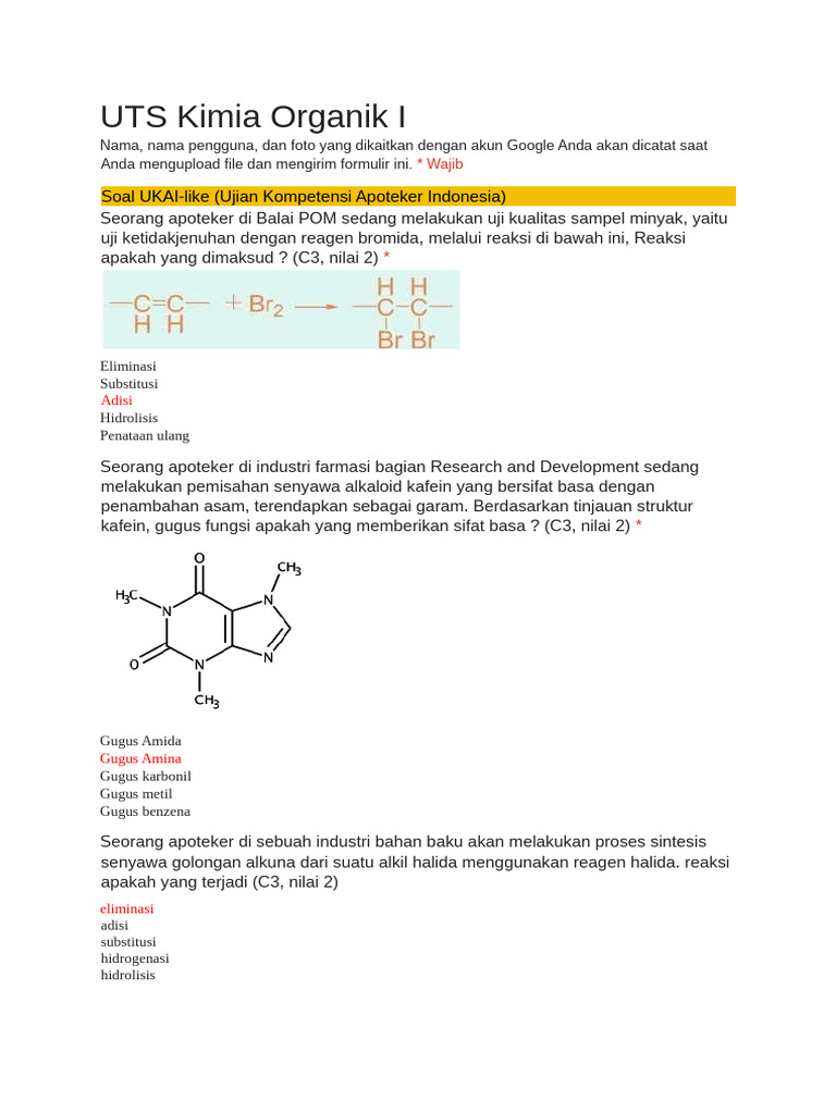 UTS Kimia Organik NEW | PDF