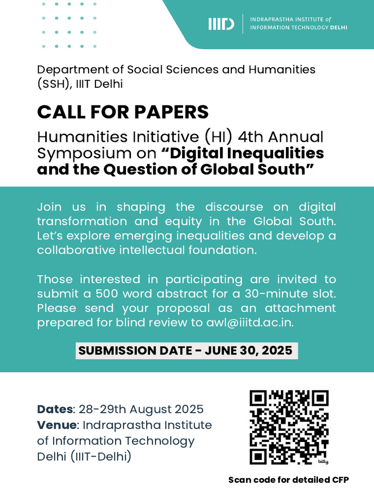 Call For Papers - IIIT Delhi | PDF