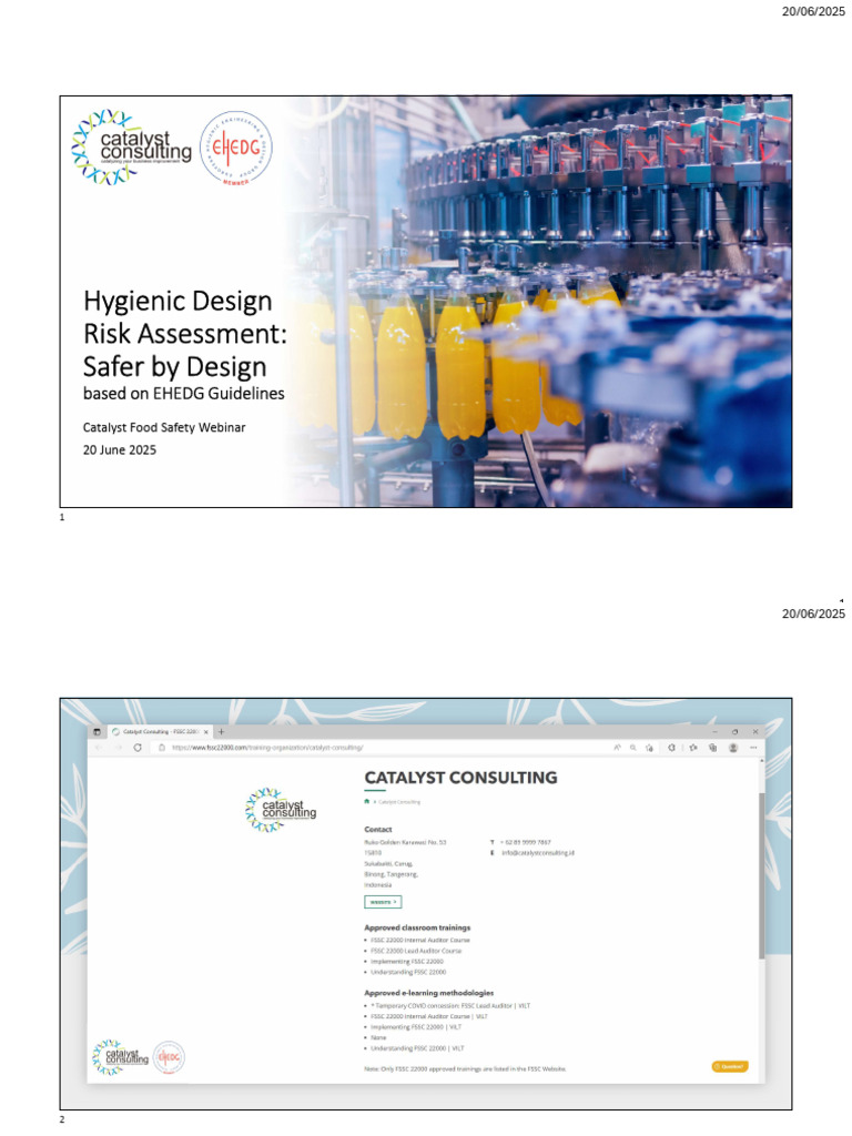 Hygienic Design Risk Assessment - EHEDG Guidelines Rev Shared | PDF ...