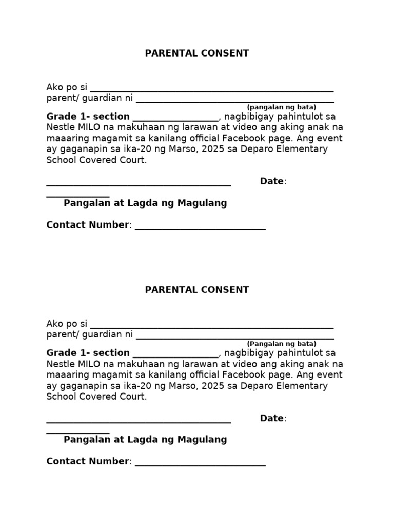 Parental Consent. Milo | PDF