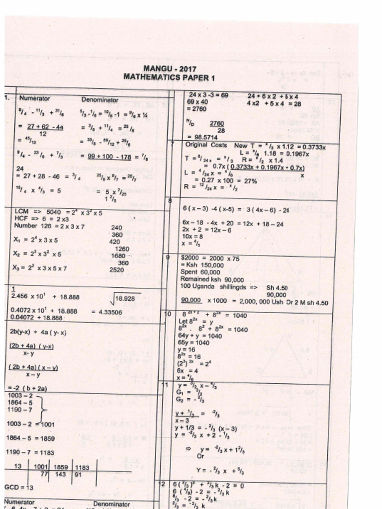 Mathematics Pp1 Ms Mangu 2017 | PDF