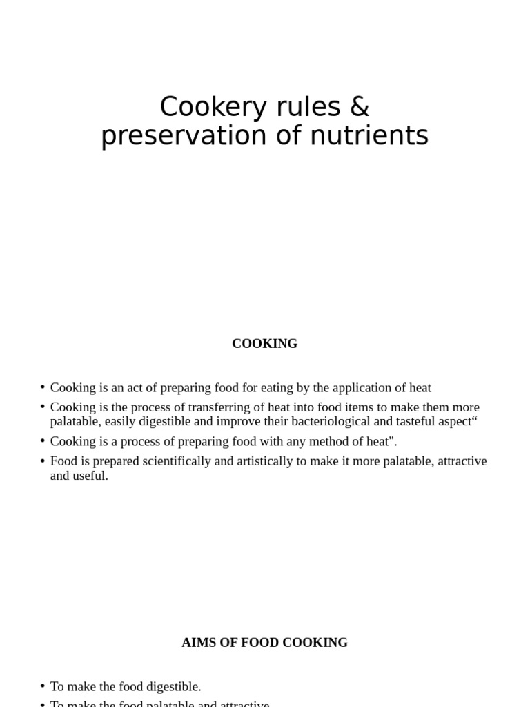 Nutrient Preservation in Cooking | PDF | Food Preservation | Cooking