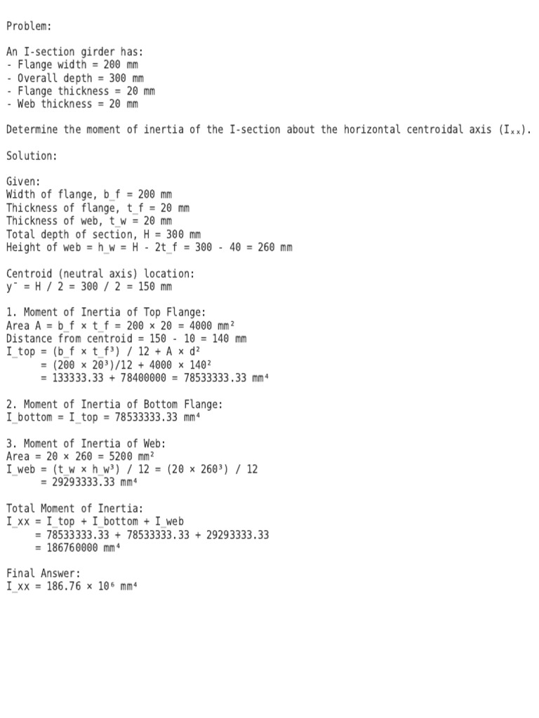 Moment of Inertia for I-Section | PDF