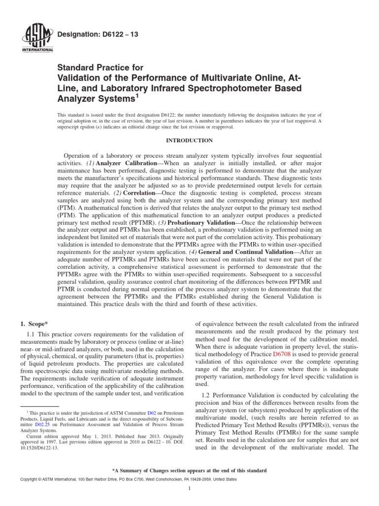 Validation of The Performance of Multivariate Online, At-Line, and Laboratory Infrared ...