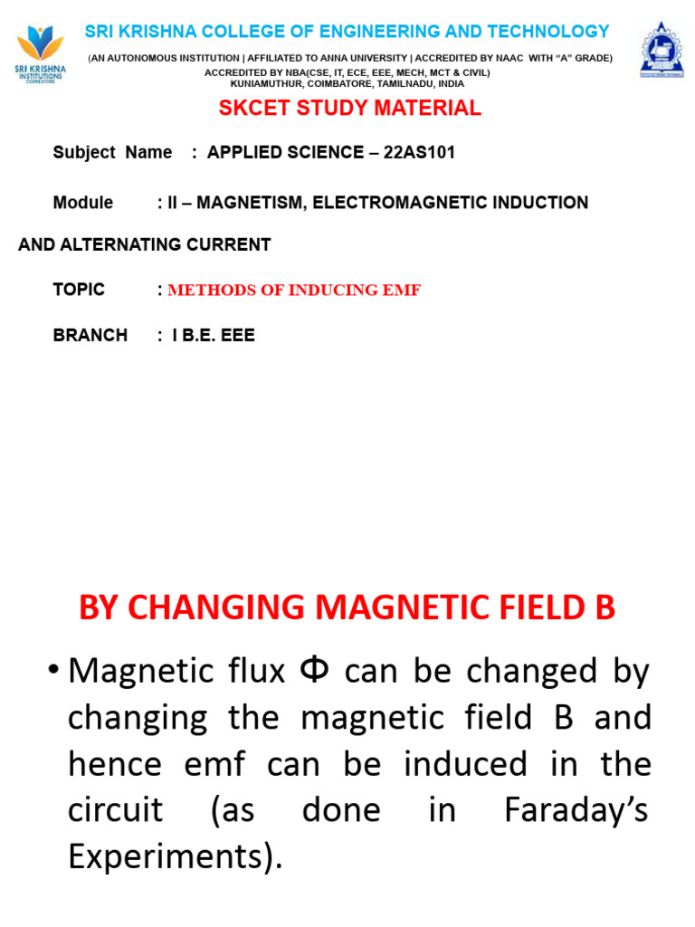 Methods of Producing Emf | PDF | Electromagnetic Induction | Magnetic Field
