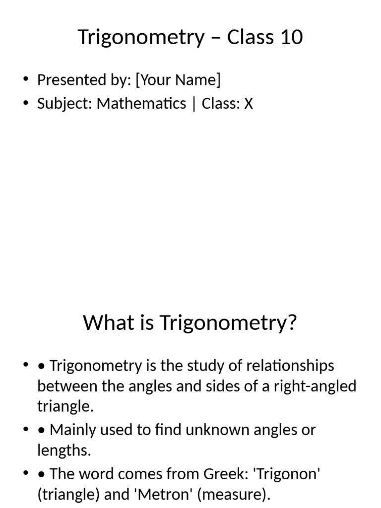 Class 10 Trigonometry | PDF
