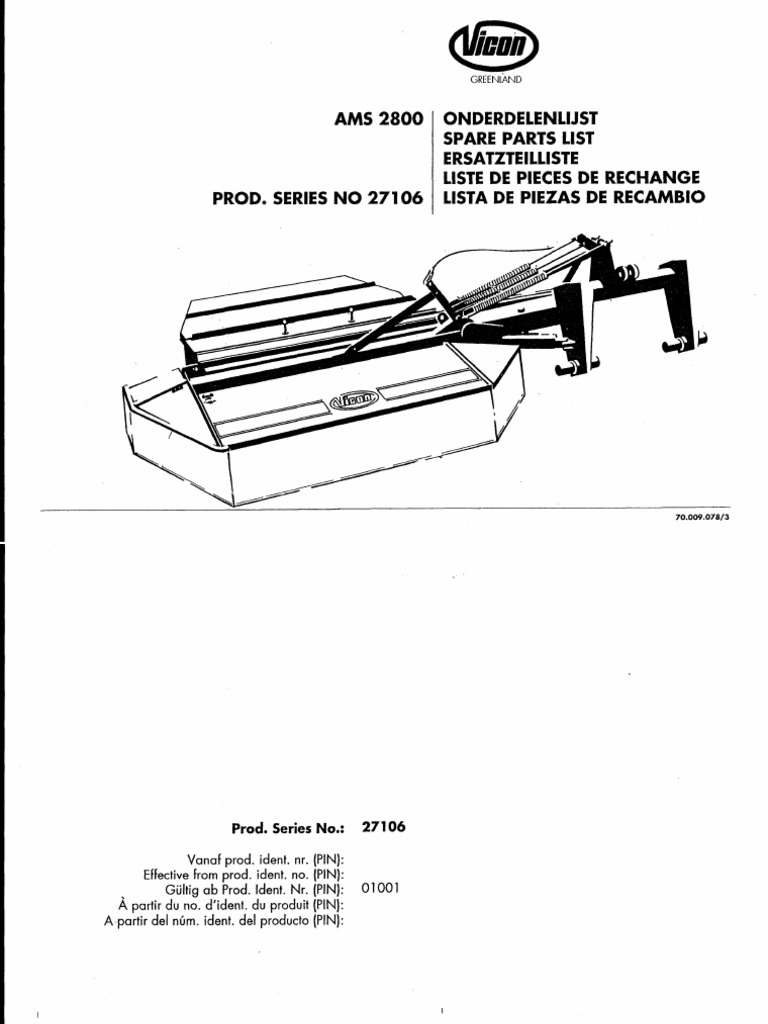 Katalog Czesci Vicon - Kosiarka AMS 2800 | PDF