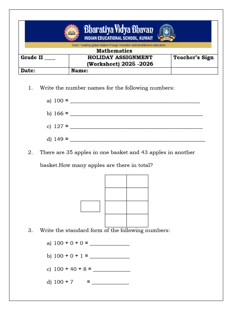 Math HOLIDAY ASSIGNMENT | PDF