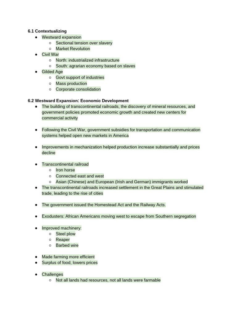 AP US History Period 6 - 1865-1898 | PDF | Immigration | Labour Economics