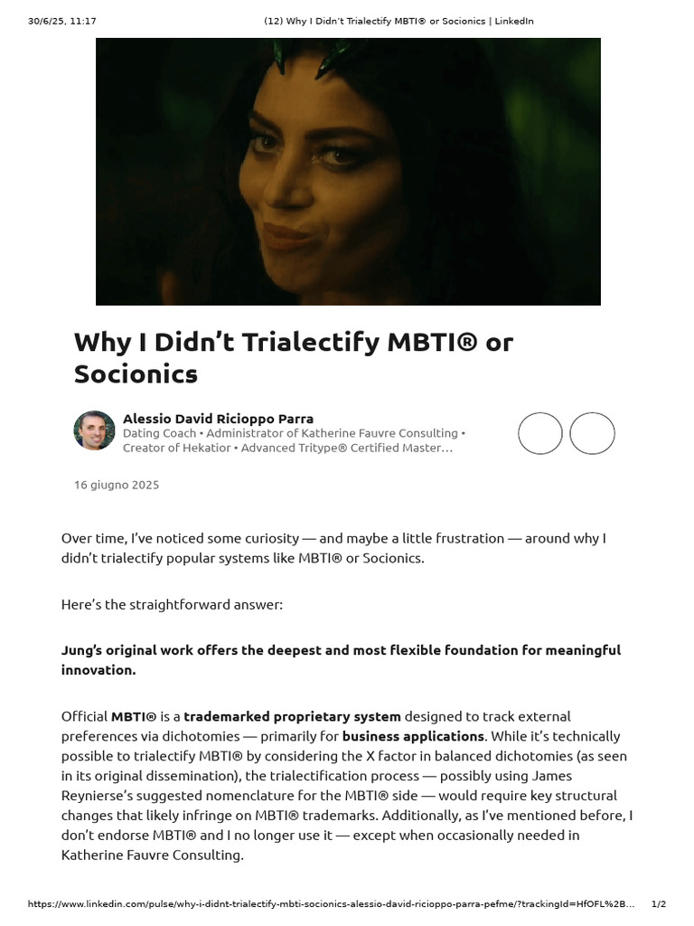 Why I Didn't Trialectify MBTI® or Socionics | PDF
