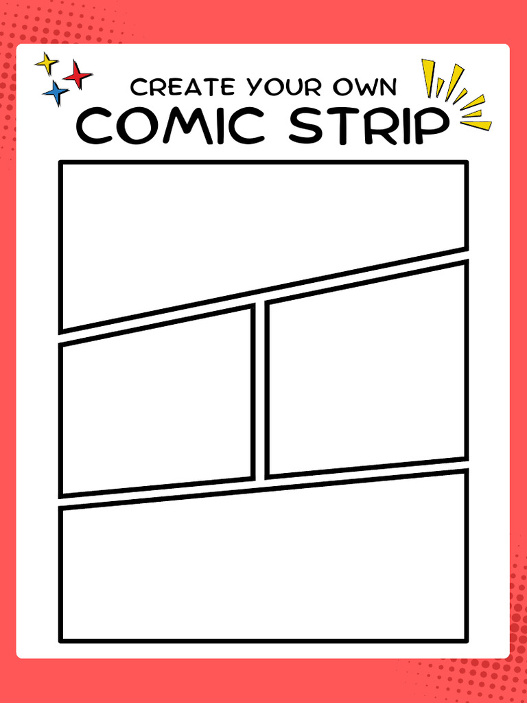 Comic Stip Interactive Worksheet in Red and Yellow Comic Book Style | PDF