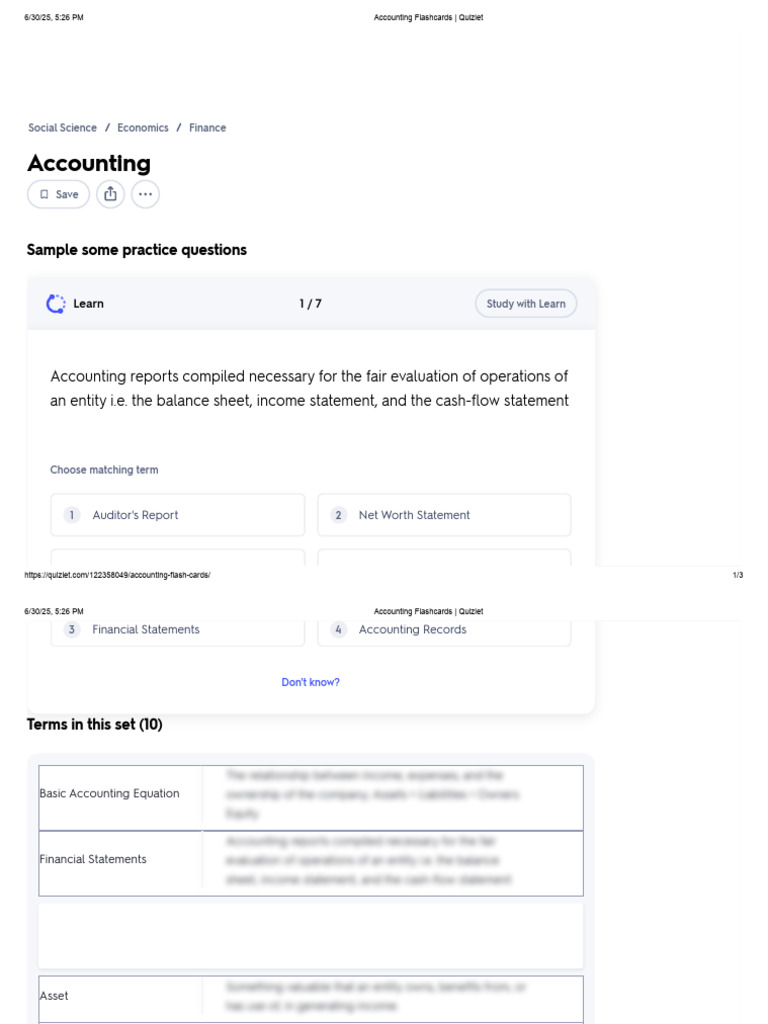 Accounting Flashcards - Quizlet | PDF