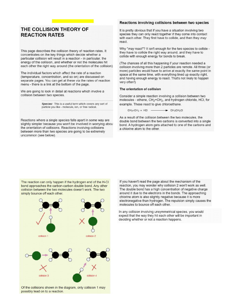 7.2.4 Activation Energy (Inclusive of 8.2 Collision Theory) | PDF
