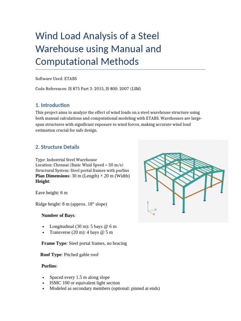 Wind Load Analysis for Steel Warehouse | PDF | Wound