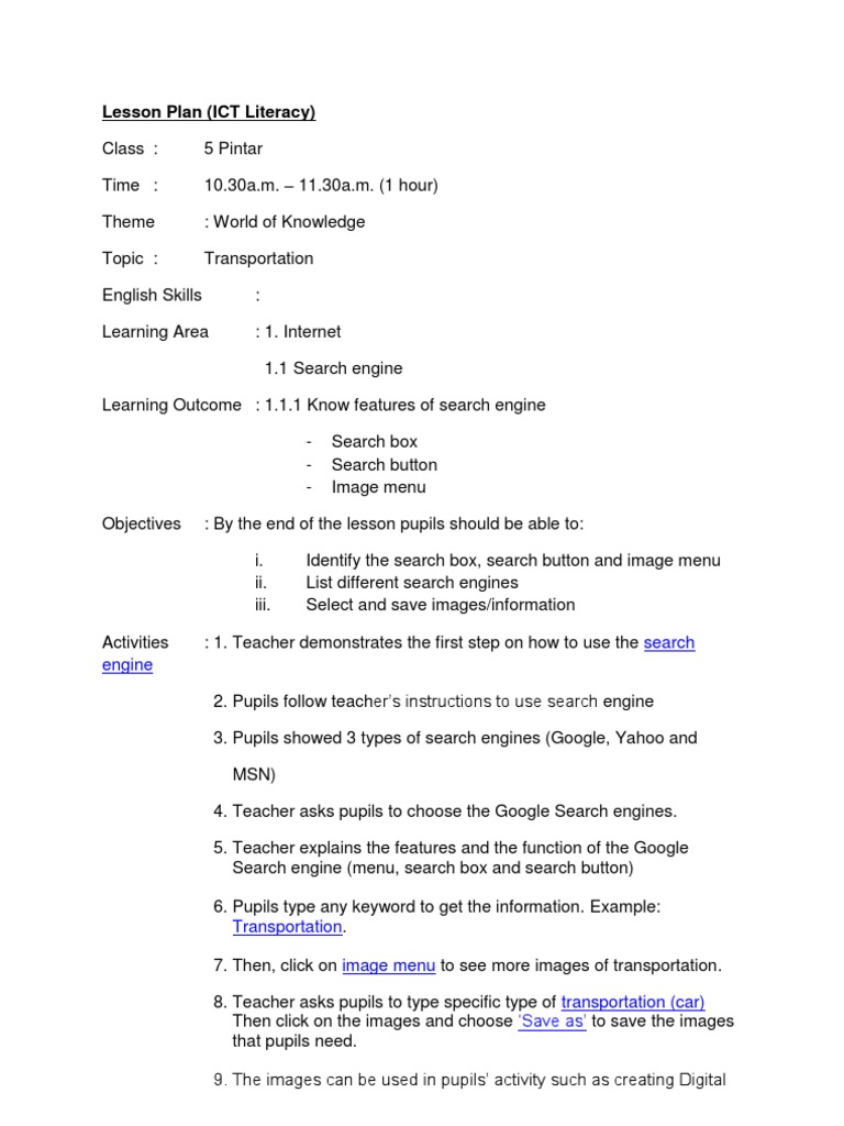 Lesson Plan Internet | PDF