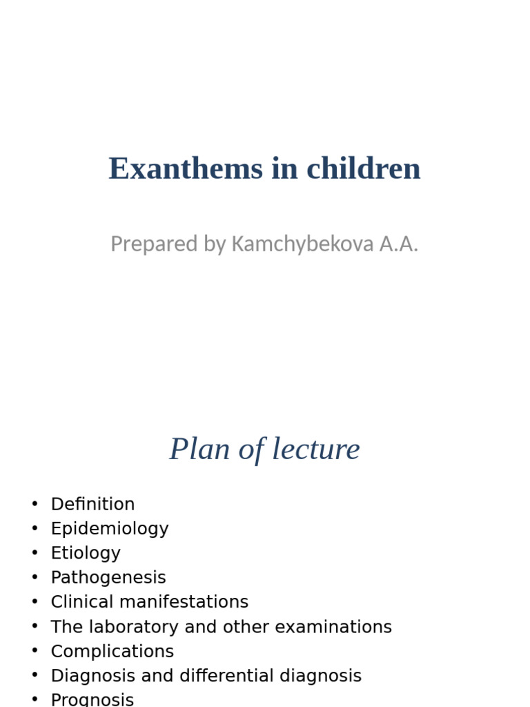 Exanthems in Children | PDF | Measles | Infection