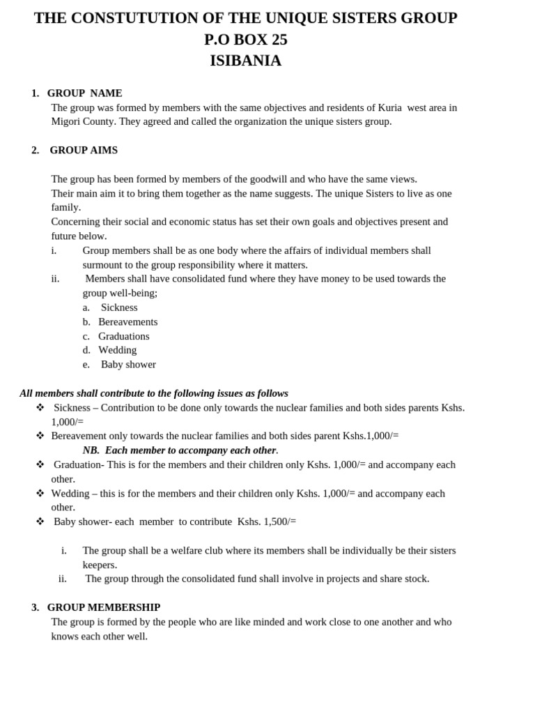 The Constutution of The Unique Sisters Group | PDF | Government