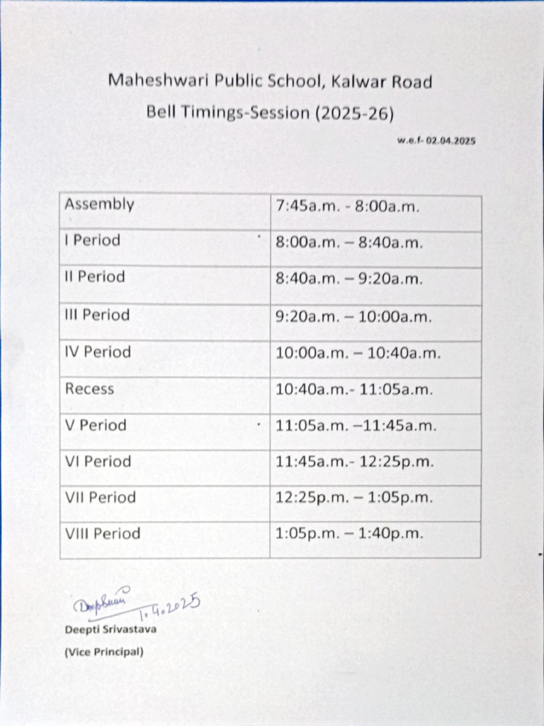 Bell Timings 2025 | PDF